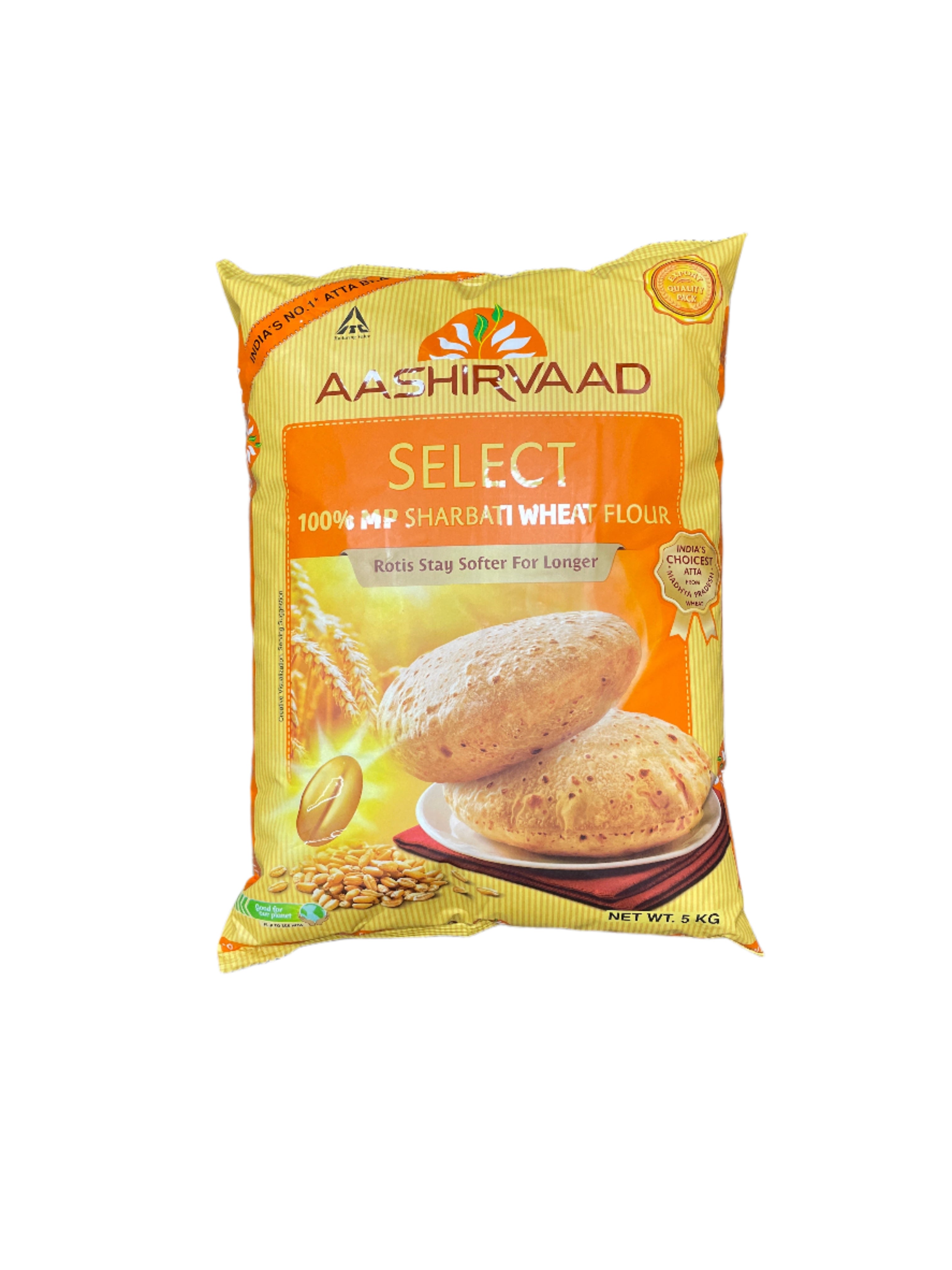 Aashirvaad Flour Select 100% MP Sharbati Wheat Atta 5kg – ExoticEstore