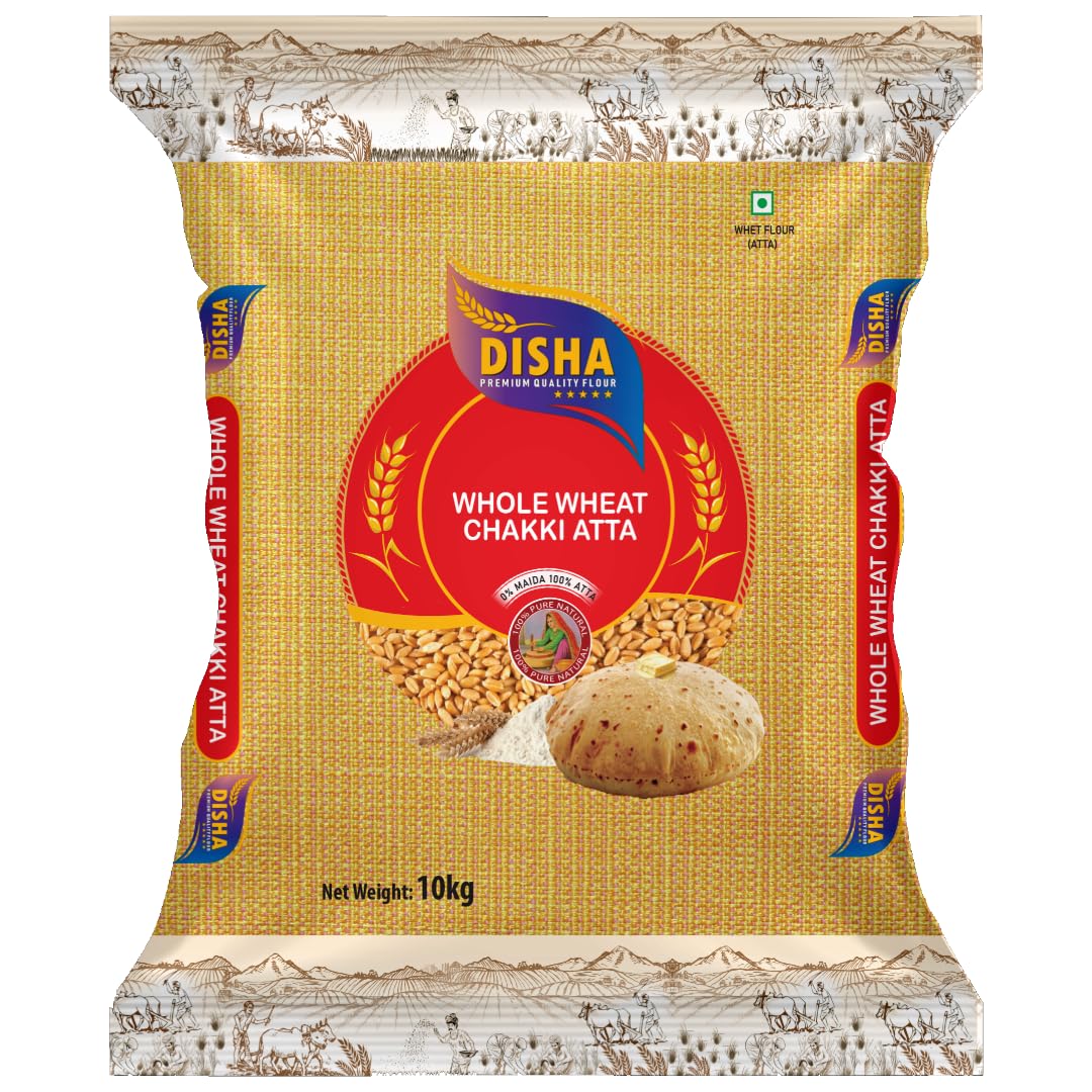 Disha Flour Whole Wheat Chakki Atta 10Kg BBE OCT 2025 – ExoticEstore