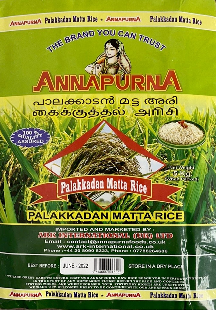 Annapurna Rice Palakkadan Matta 5kg BBF JUNE 2025 – ExoticEstore